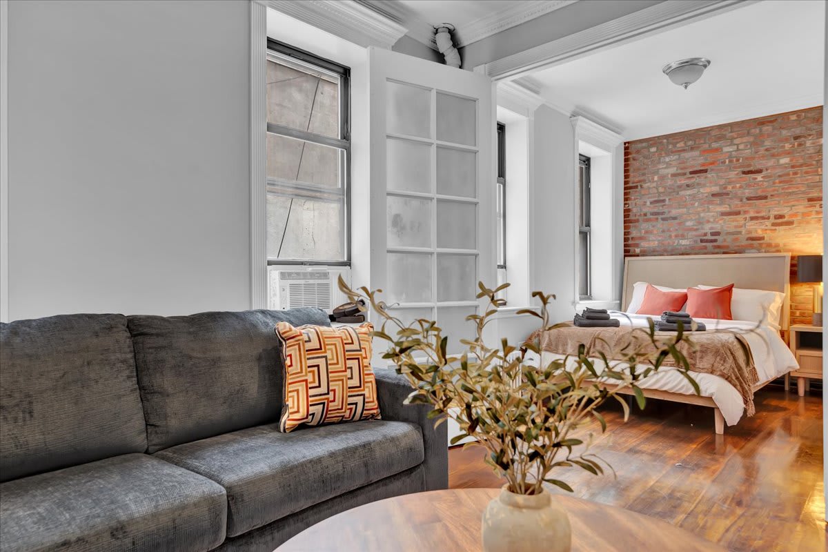 Spacious Living Area And Wine Fridge - Elegant Designer Retreat - Brooklyn, NY