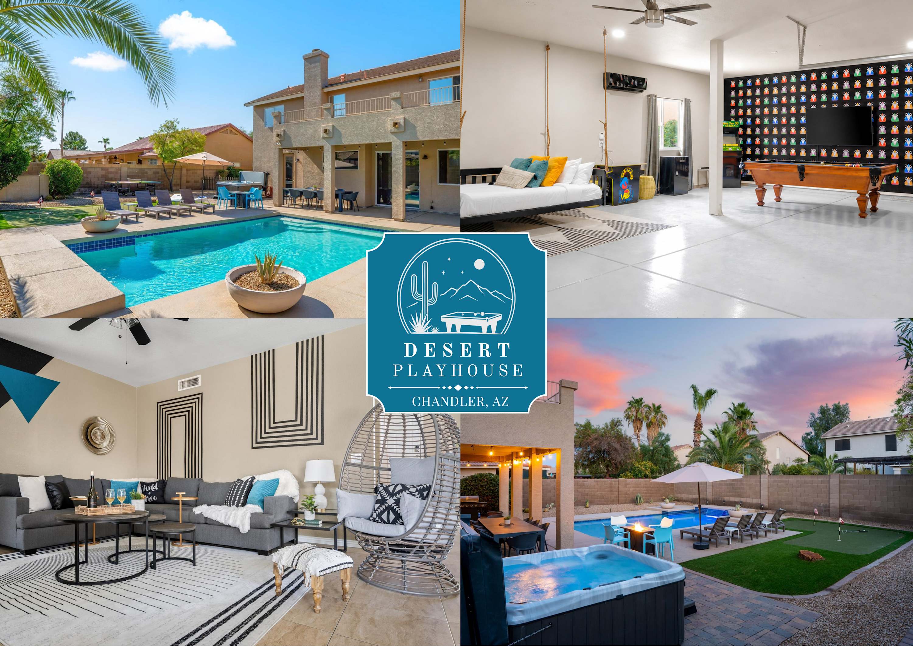 Desert Playhouse | Pool & Hot Tub • Arcade • Golf - Gilbert, AZ